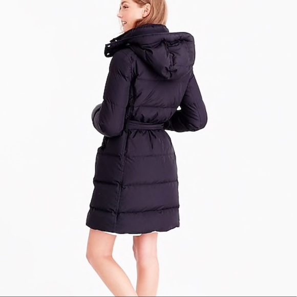 J. Crew | Jackets & Coats | J Crew Long Belted Puffer Parka Coat Black ...